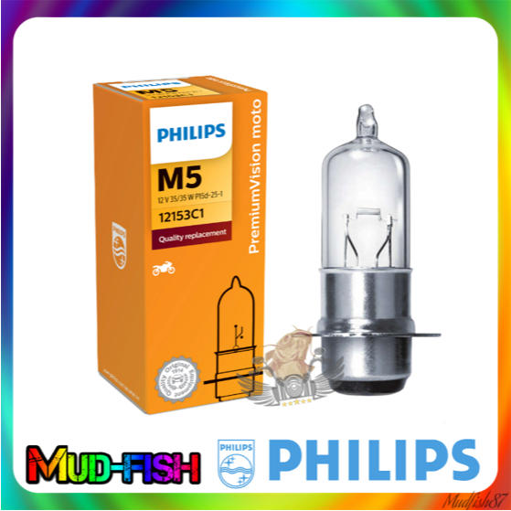 PHILIPS M5 12V 35 /35W | 25 /25W T19 PREMIUM VISION MOTO BULB (HALOGEN ...