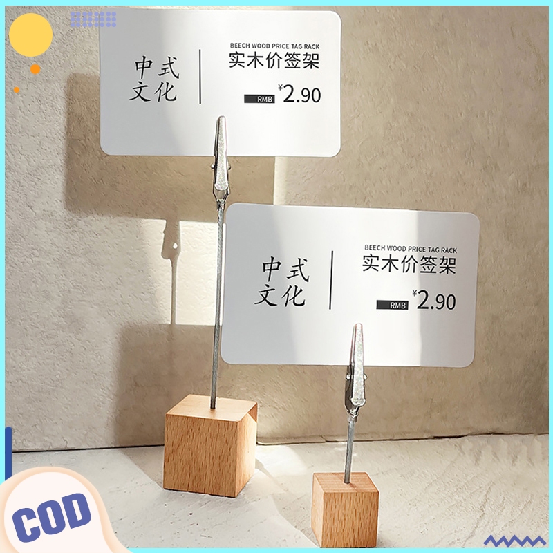 10Pcs Vintage Wooden Memo Clips With a card Cube Base Alligator Clips ...