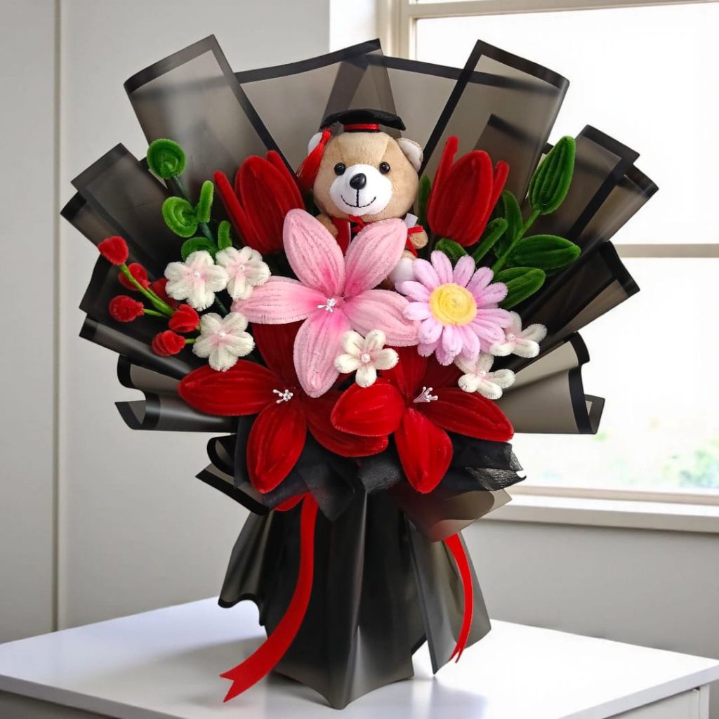 graduation convocation flower bouquet chenille stem pipe cleaners kawat ...