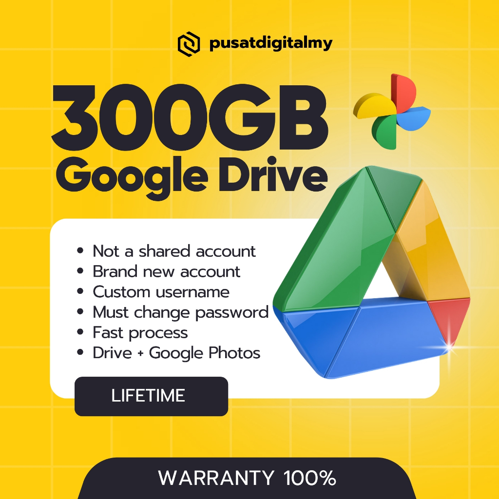 Google Drive 300GB Full Storage Lifetime Permanent Acsess | Bukan Akaun ...