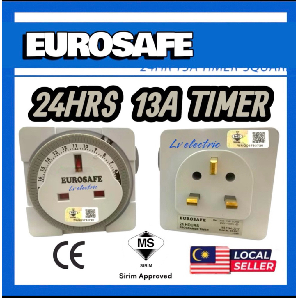 Multi Programmer Timer 13A SOCKET EUROSAFE/SUM sirim 🔥 | Shopee Malaysia