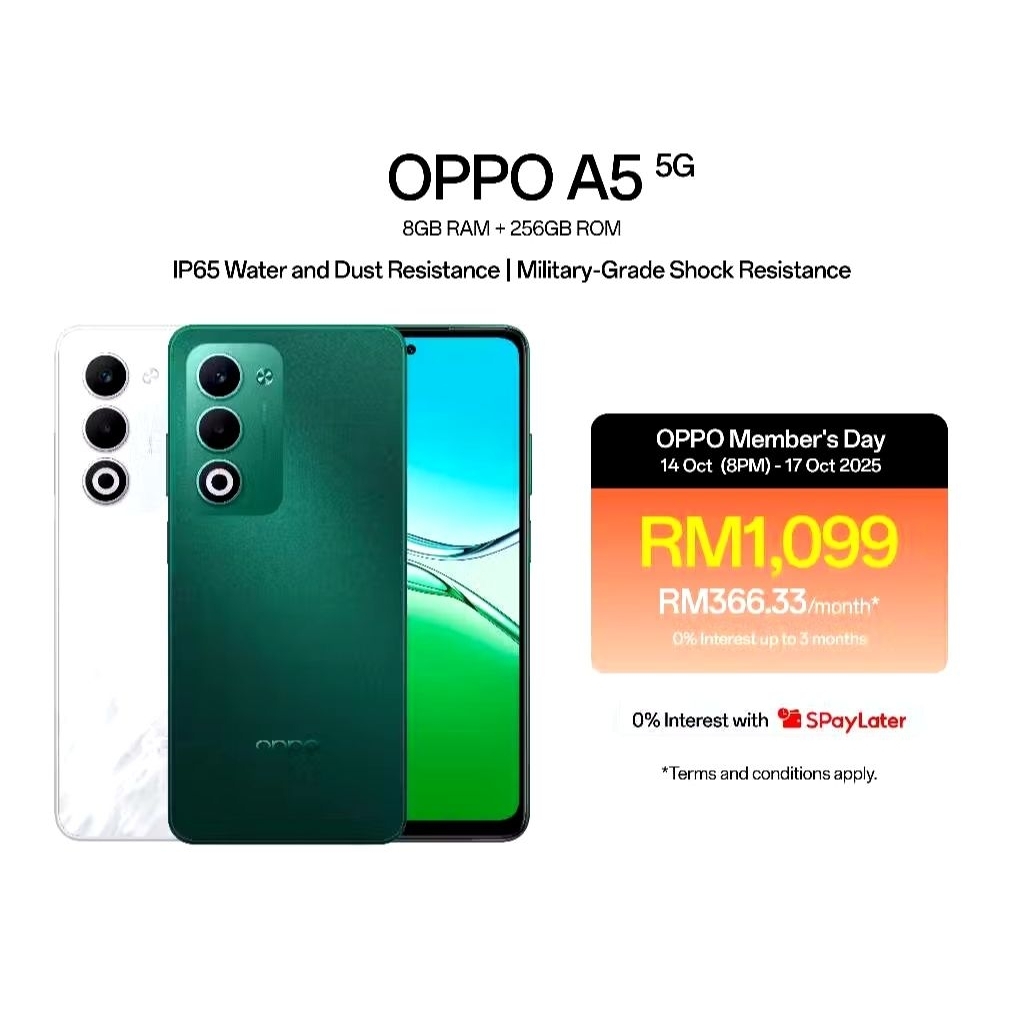 OPPO A5 5G Smartphone | 8+256 | IP65 Water and Dust Resistance ...