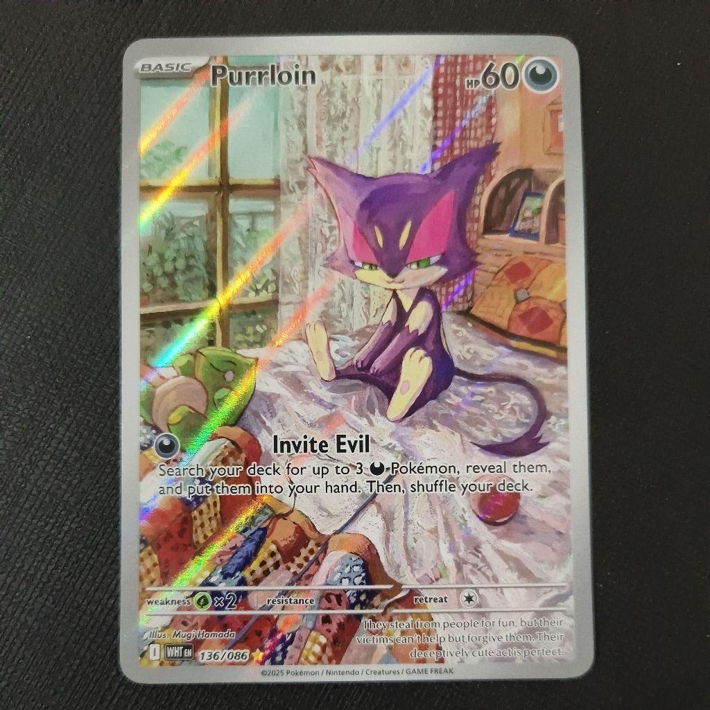 Pokemon Card TCG : SV10.5 White Flare: Purrloin 136/086 Illustration ...