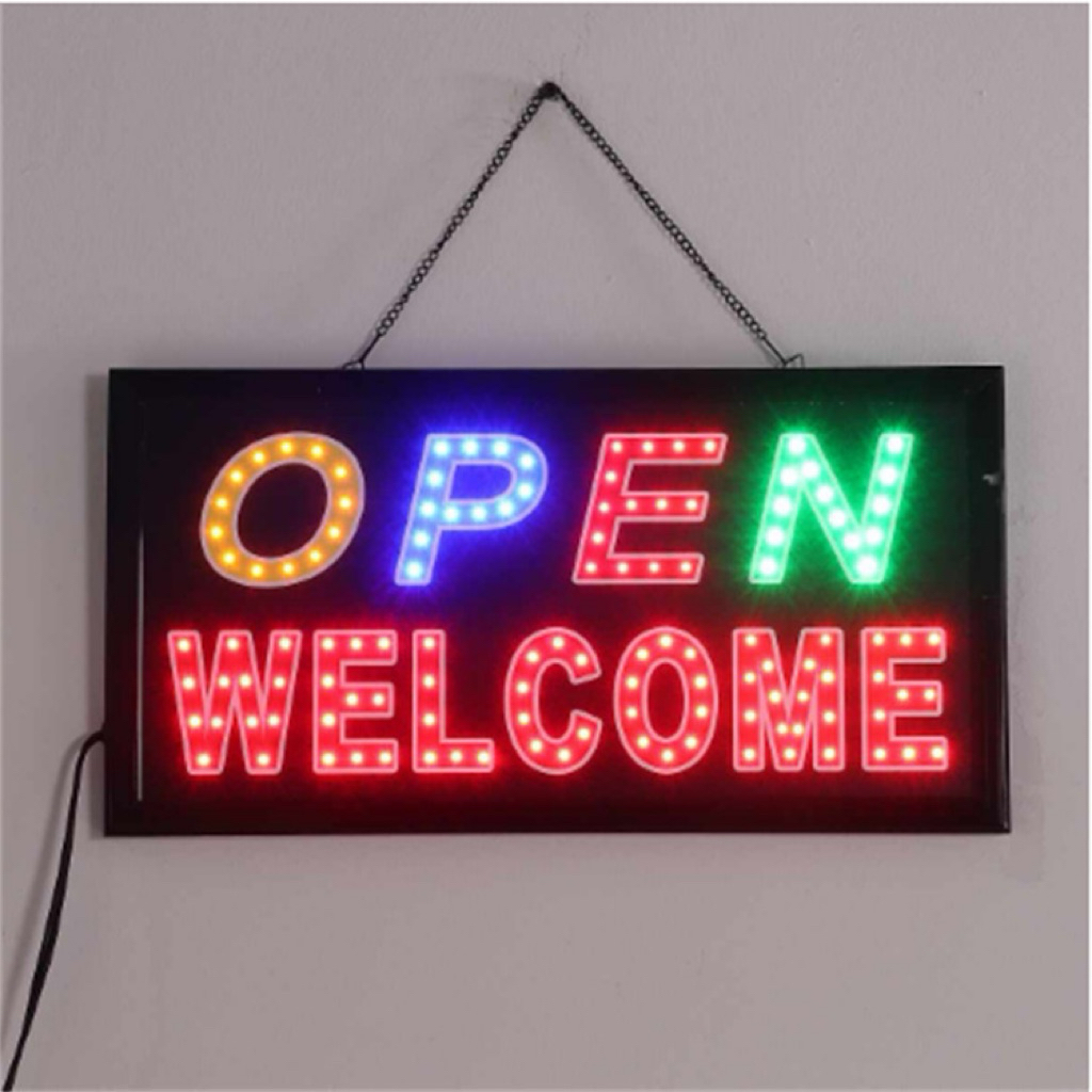 LED Signboard Display 48*25CM Welcome Open Door Sign With Hang for Cafe ...