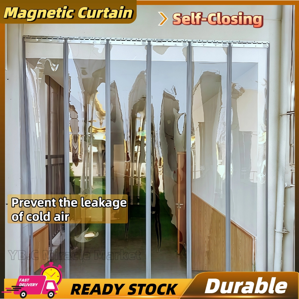 Strip Door Curtain Magnetic Transparent PVC Curtain Partition ...