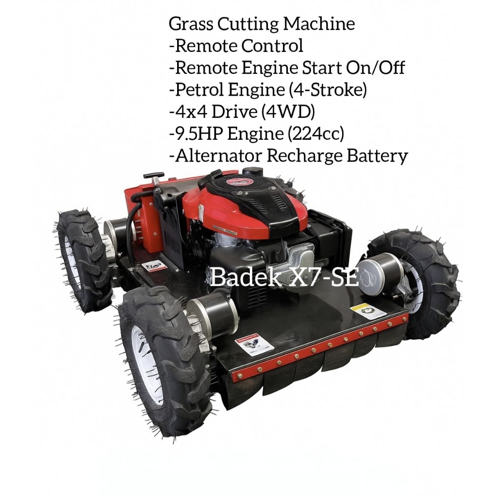 BADEK X7- SE. 224cc REMOTE CONTROL LAWN MOVER - MESIN RUMPUT. Self ...