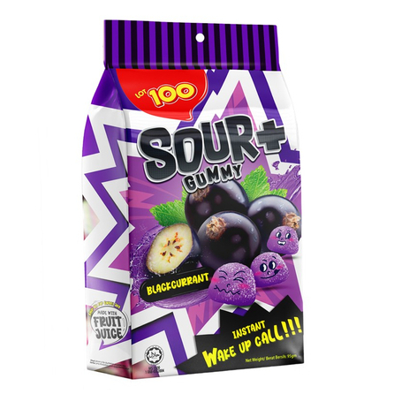Lot 100 Sour Plus Gummy Blackcurrant Halal 95g | Shopee Malaysia