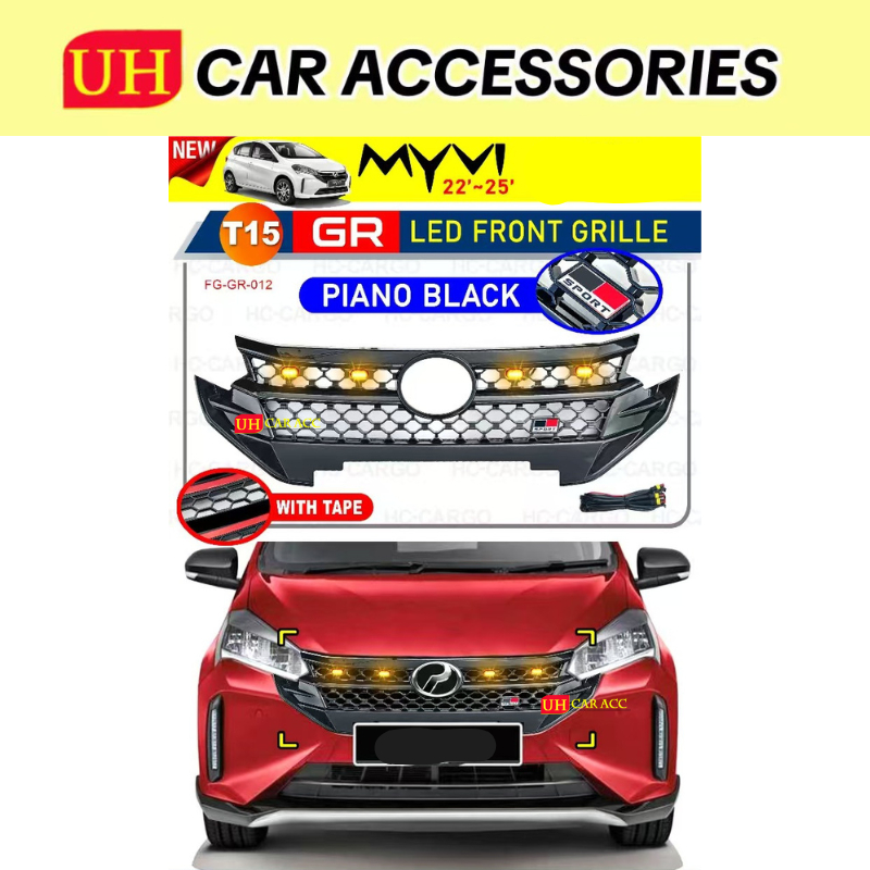 PERODUA MYVI 2022 2023 2024 2025 GR SPORT LED FRONT GRILLE GRILL PIANO ...