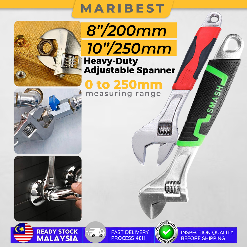 8"/10"Inch / 200mm- 250mm Heavy-Duty Carbon Steel Adjustable Wrench ...