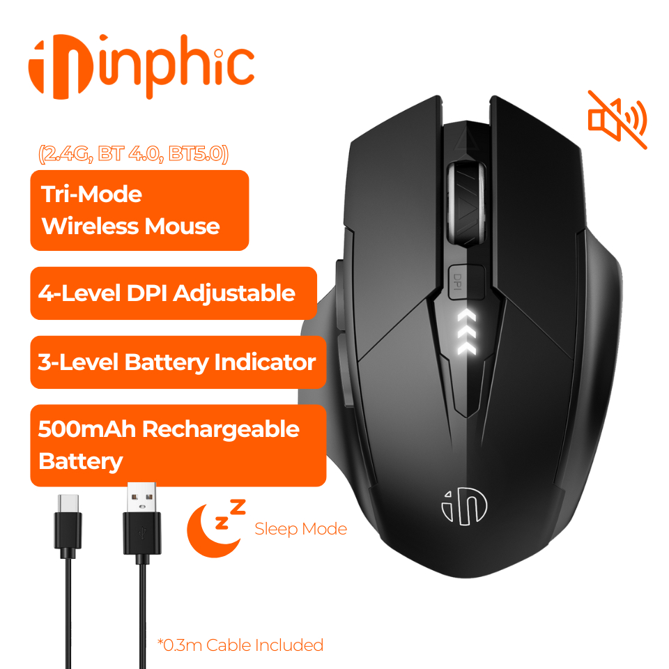 Inphic A1 Wireless Mouse Bluetooth+2.4G tri-mode Rechargeable ...