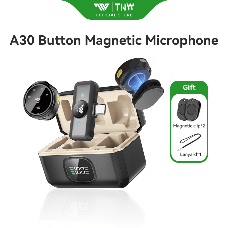 TNW A30 Wireless Microphone for Phone Magnetic Button Mic Noise ...