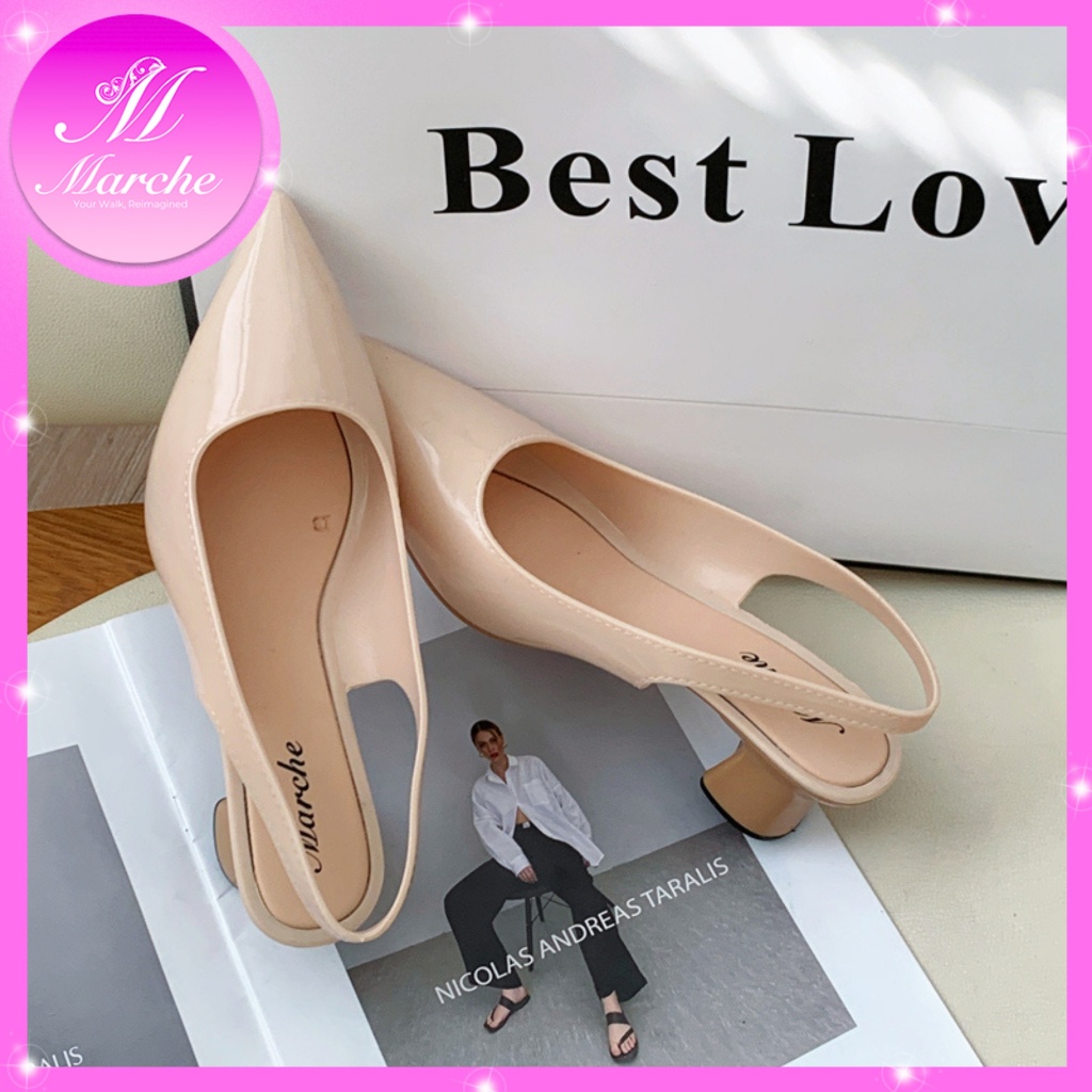 Marche Women's Pointed Toe Casual Jelly Rubber Mid Heels Sandals ...