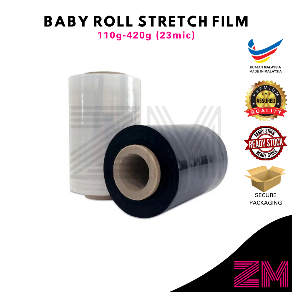 110g/220g/250g/420g Clear/Black Baby Roll Mini Stretch Film Plastic Wrapping Packaging [Fast ...