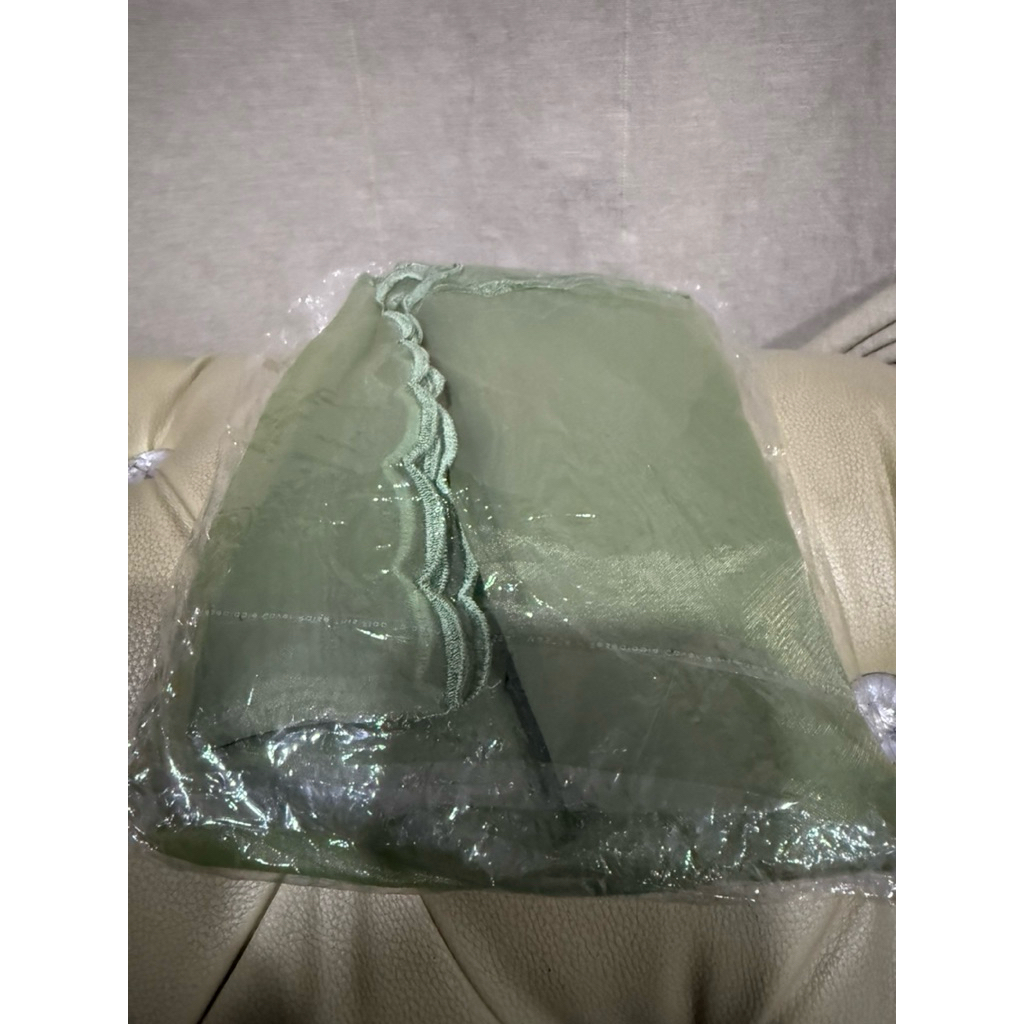 SELENDANG sage green Slayer Wedding Veil Organza Manual Embroidery ...