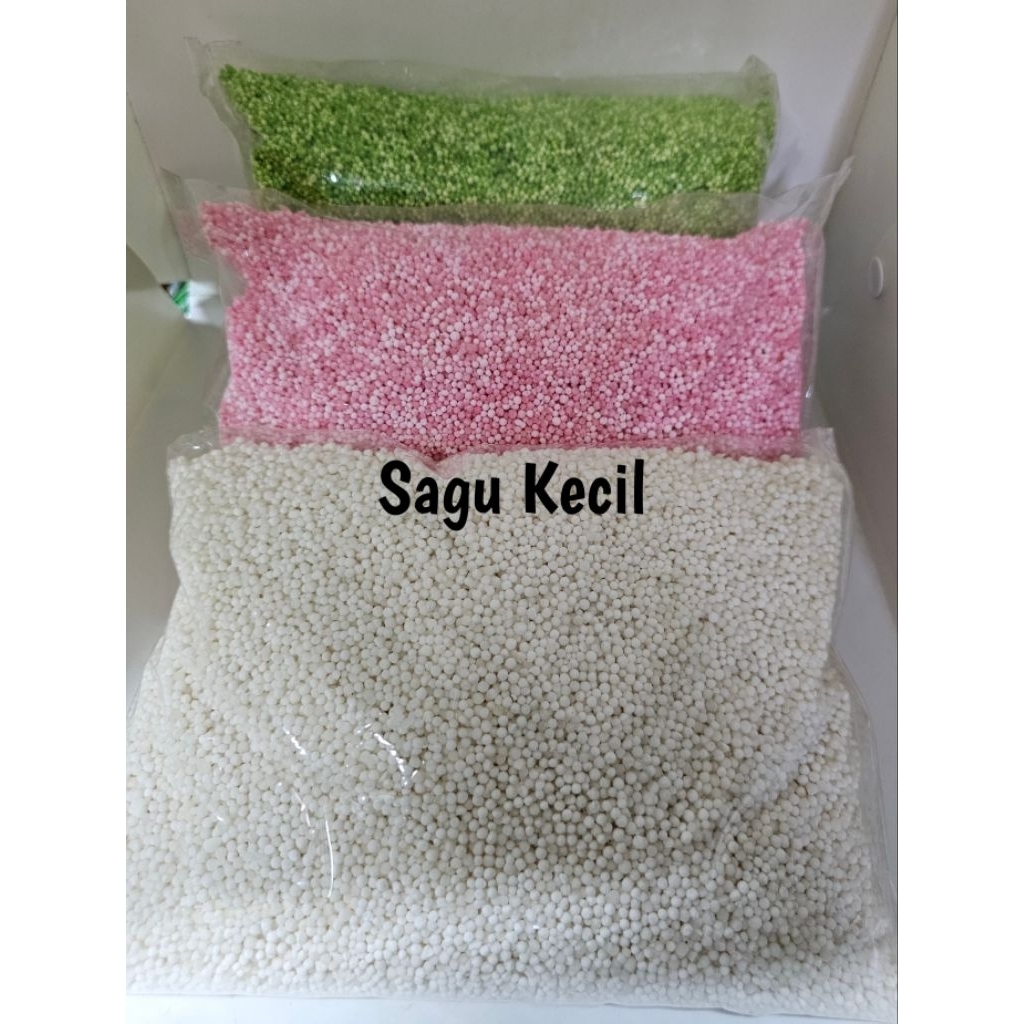 *Sagu Halus Putih/Hijau/Pink（Timbang） 沙谷米白/青/粉(小粒)*100g+-/500g+-/1kg ...