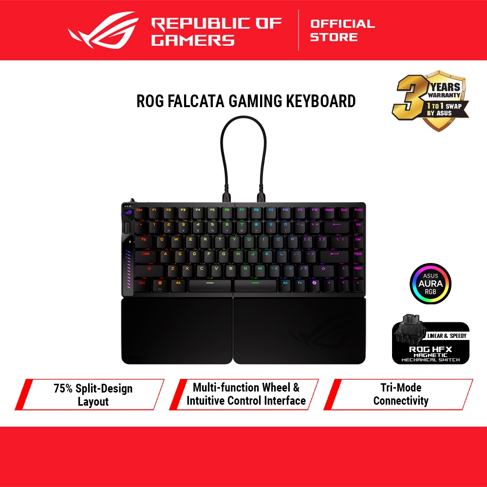 ASUS ROG Falcata M703 75% Split Gaming Keyboard with ergo tilt angle ...