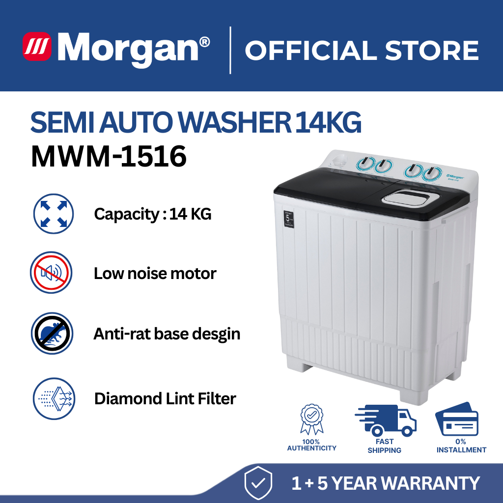Morgan Semi Auto Washing Machine (14kg) MWM-1516 | Shopee Malaysia