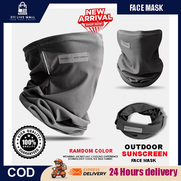Unisex Ice Silk Face Mask Cooling Pelindung Muka Ear Loop UV Protection ...