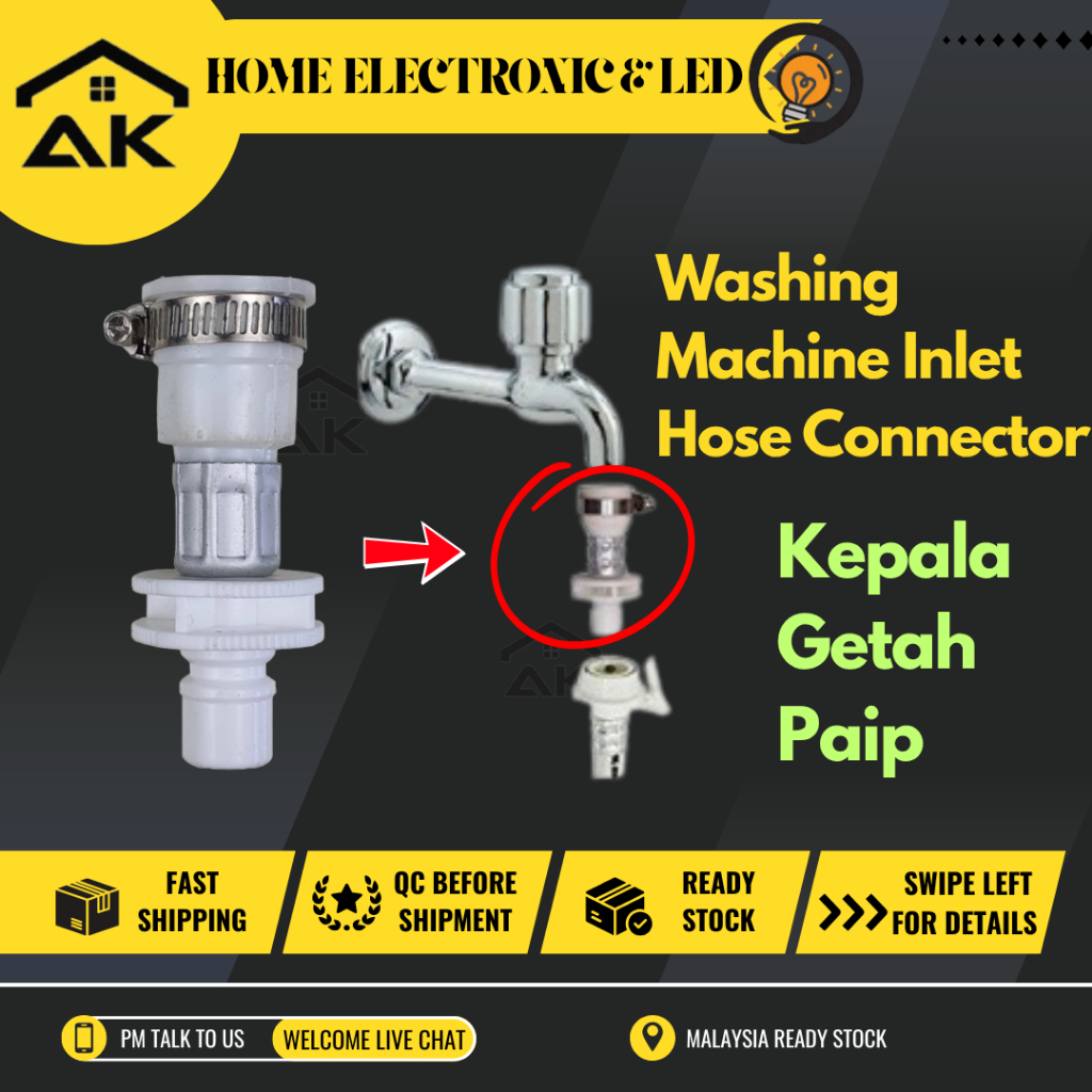 Washing Machine Inlet Hose Connector / Inlet Hose Rubber Joint / Kepala ...