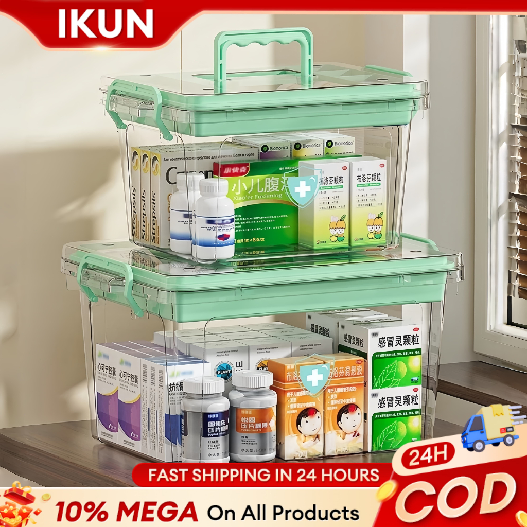 IKun Medicine Storage Box Transparent Family Emergency Large Capacity ...