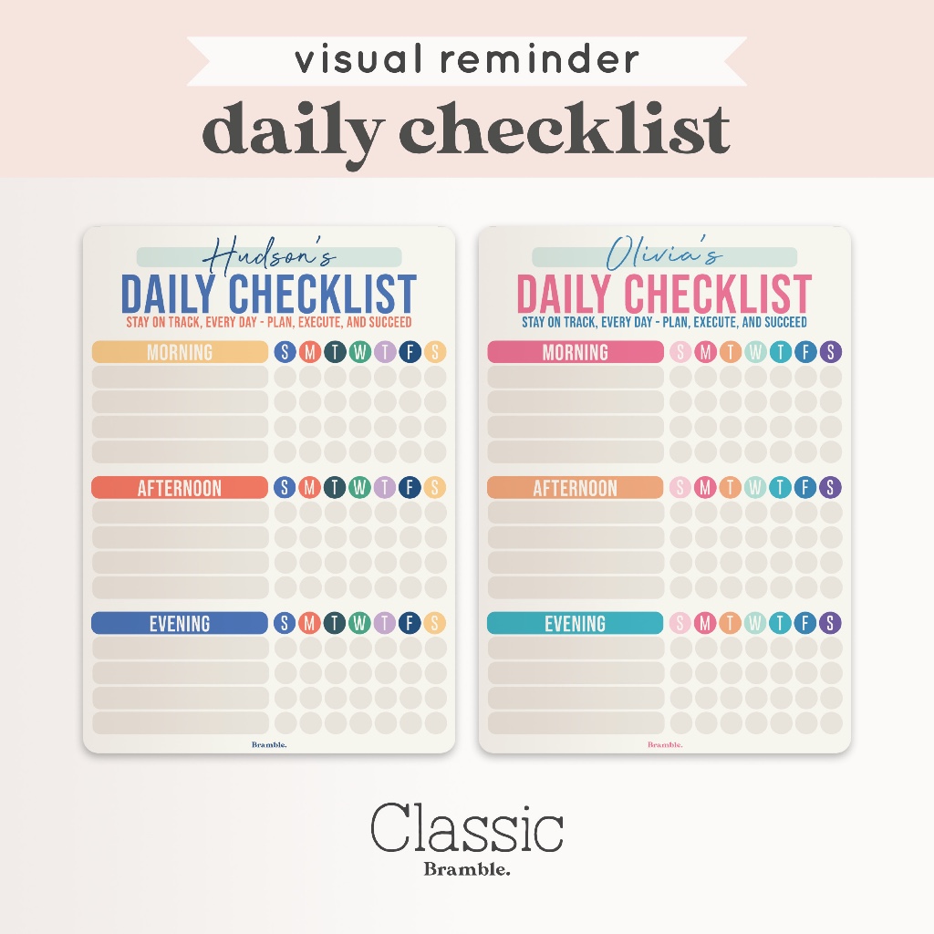 Bramble – Kids Daily Checklist Daily Routine Chart Children Daily ...