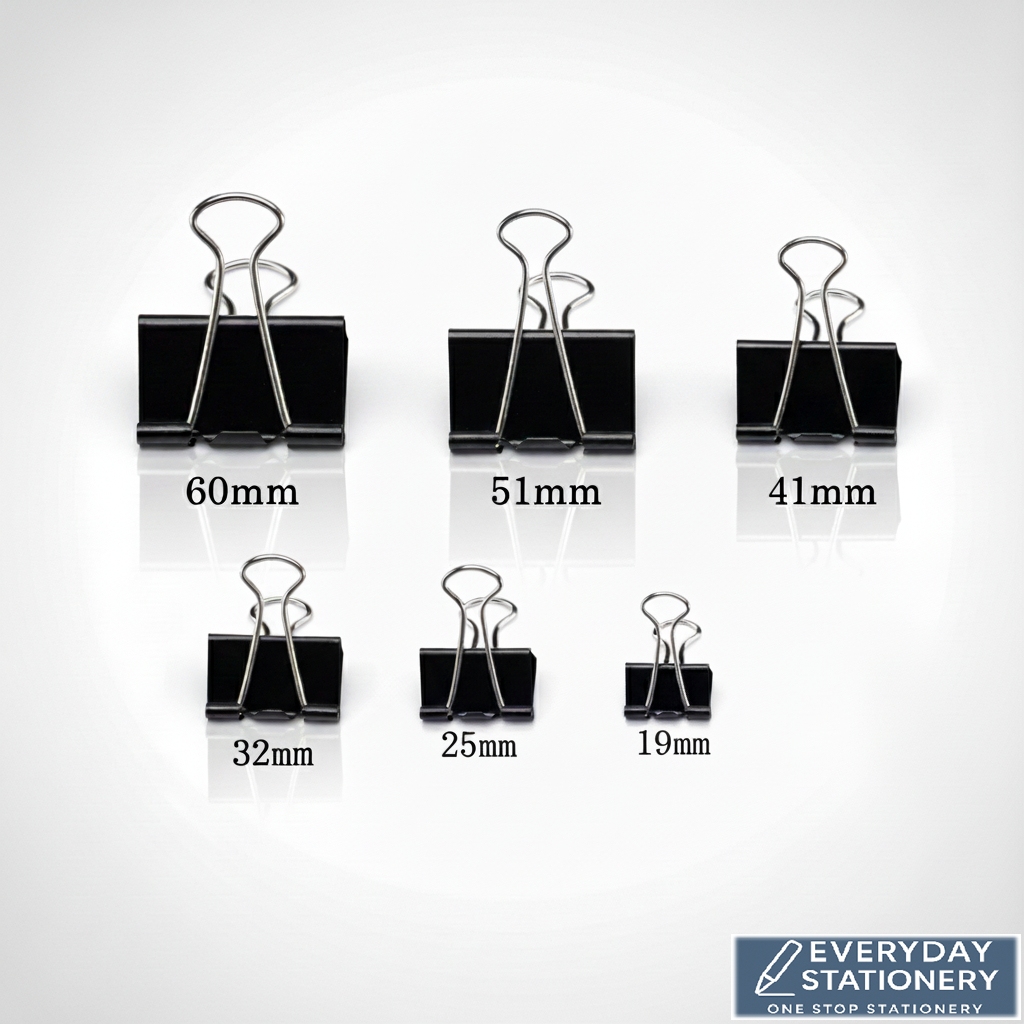 Black Binder Clip | 19mm / 25mm / 32mm / 41mm / 51mm / 60mm | Shopee ...