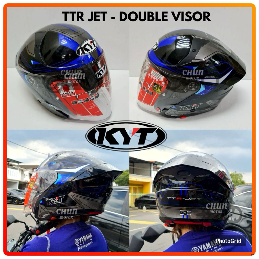 KYT TTR Jet Series Open Face Helmet 2025 KYT TTR Double Visor | Shopee ...