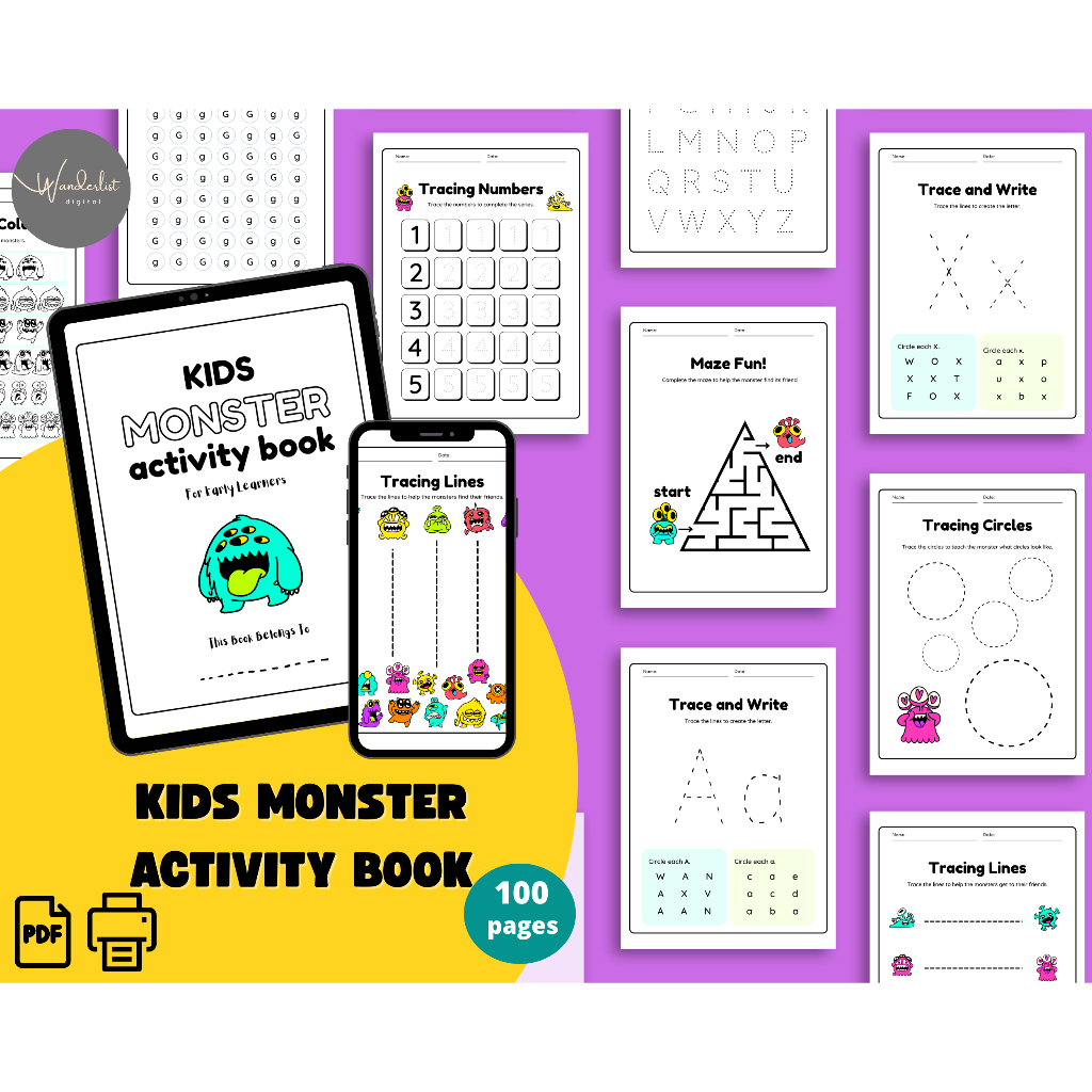 KIDS MONSTER Activity Book for Early Learners | Printable PDF (Ages 2–5 ...