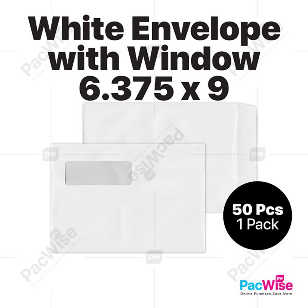 White Envelope With Window 6.375" x 9" | Sampul Surat Putih Tetingkap ...