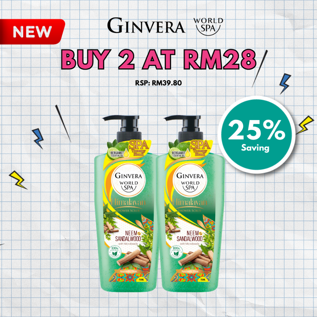 [Bundle of 2] Ginvera World Spa Himalayan Shower Scrub Neem ...