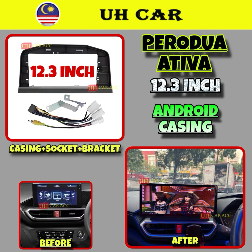 (12.3INCH) (CASING+SOCKET) Perodua Ativa 2021-2025 Android Player ...