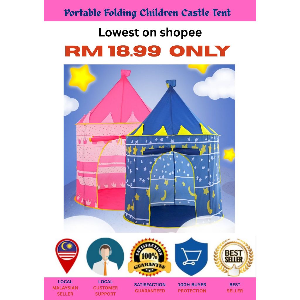 Portable Folding Kids Play Tent Castle Cubby House see | Shopee Malaysia