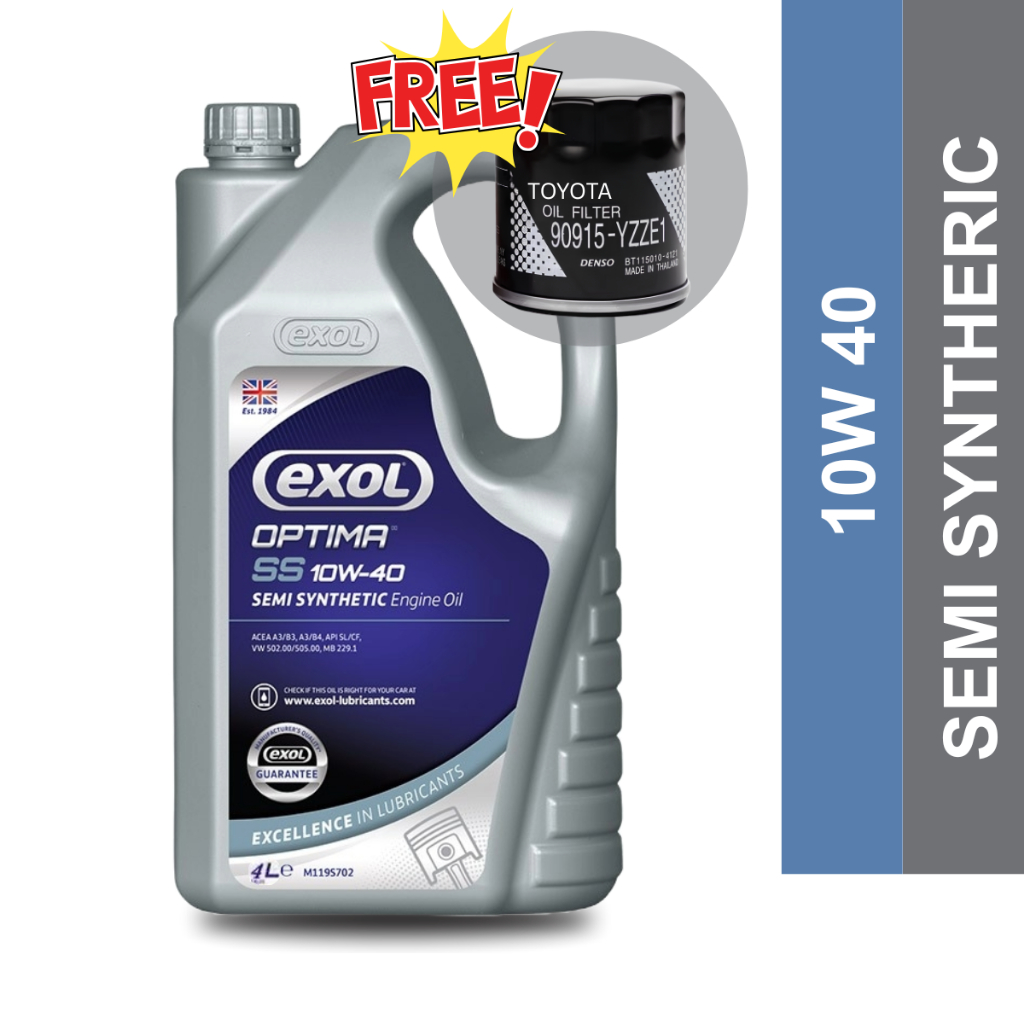 Engine Oil EXOL 10W40 Semi Synthetic 4L Toyota Vios | Shopee Malaysia