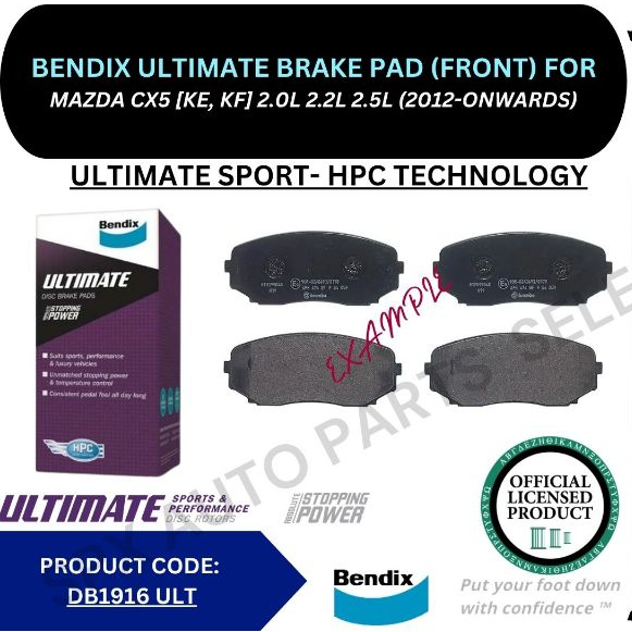 BENDIX ULTIMATE DISC BRAKE PAD (FRONT, REAR) FOR MAZDA CX5 [KE, KF] 2 ...