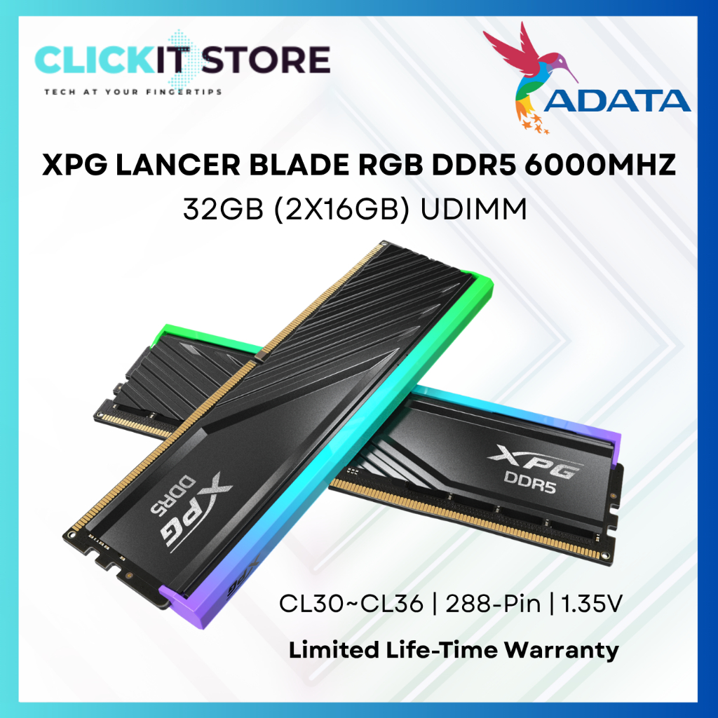 ADATA XPG LANCER BLADE RGB DDR5 32GB (2x16GB) 6000MHZ Dekstop Memory ...