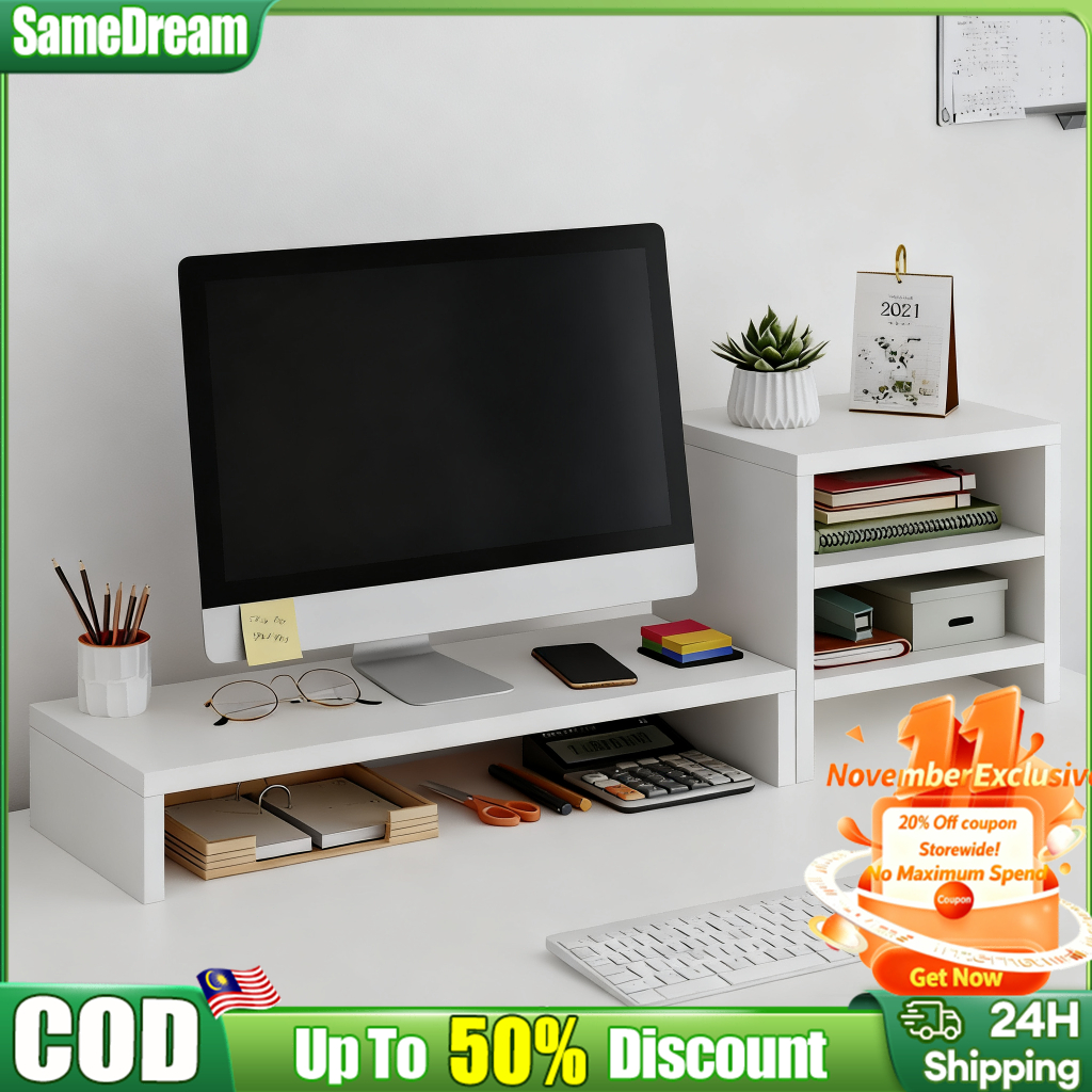 SD Monitor Stand Riser Wood Computer Monitor Rack Stand Screen Increase ...