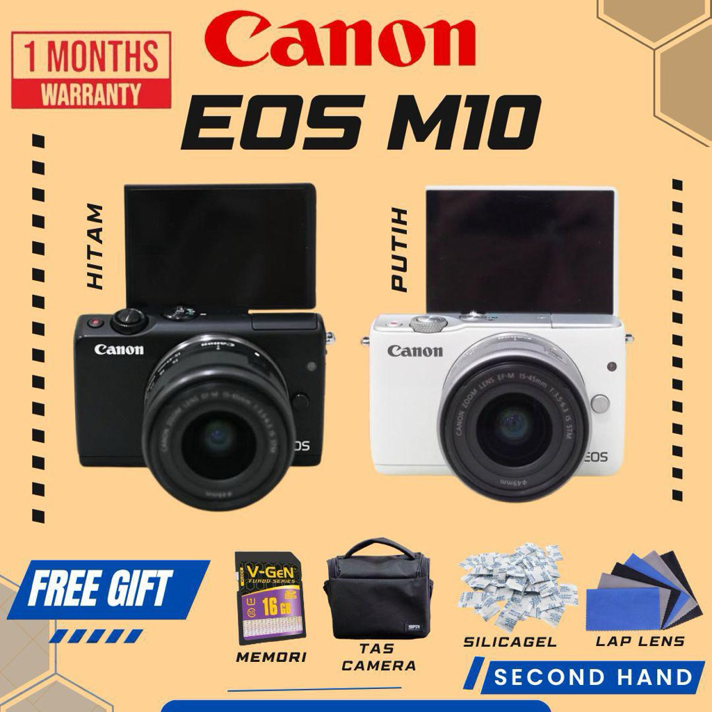 Original Used set Canon Eos M10 + Kit 15-45 STM + Memori 16 Gb + Bag ...