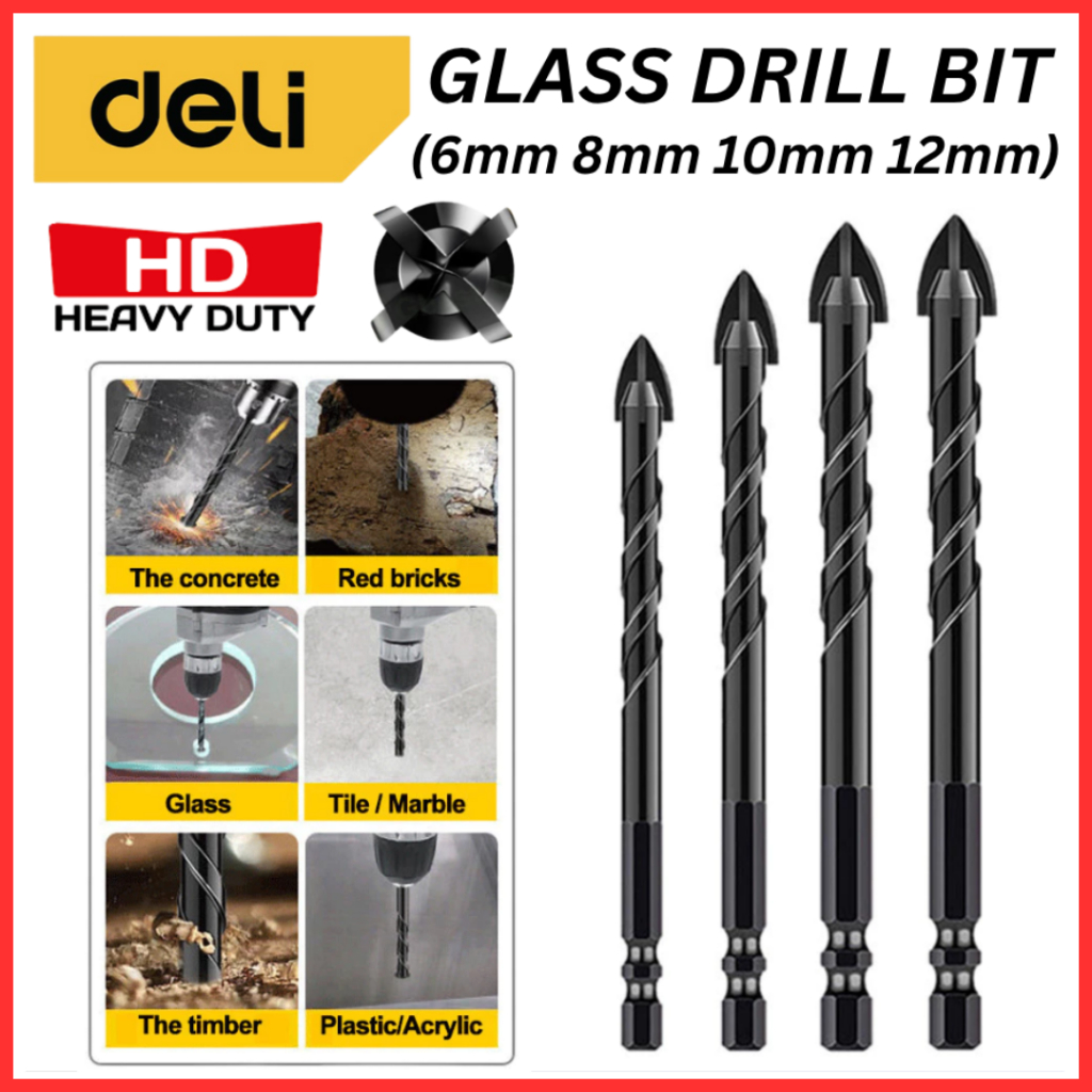 DELI 6 -12mm 4-edge Cross Hex Drill Bit Set Metal Drill Bits Kit Tools ...