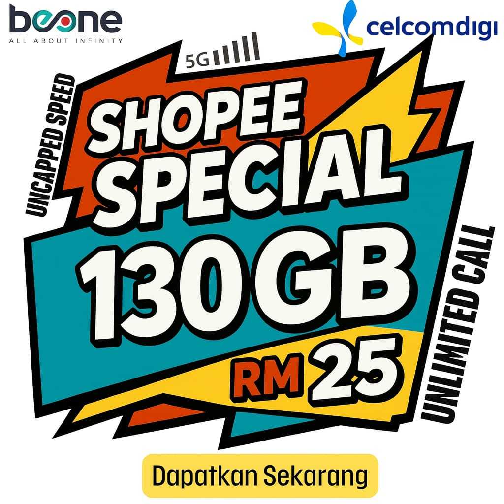 130GB Uncaaped Speed Unlimited Call Line Coverage Celcom Digi Beone ...