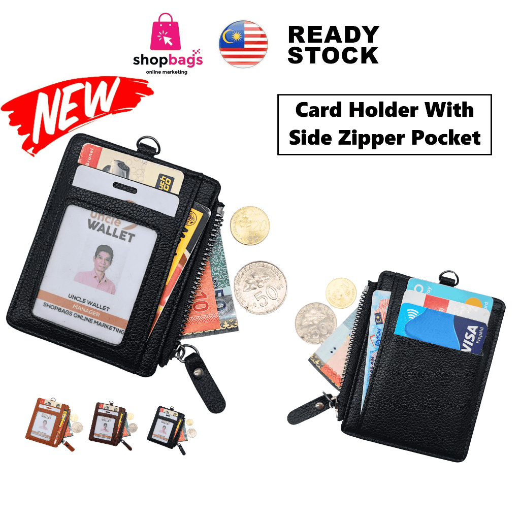 Kad Holder Dengan Zip Poket Tepi Muat 7 Kad Dan Boleh Pasang Lanyard ...