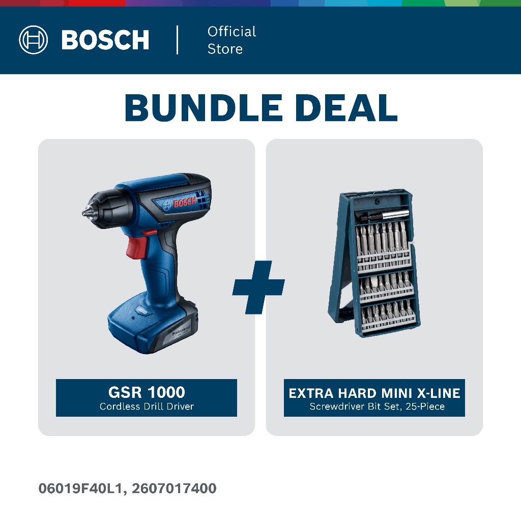 BOSCH [COMBO] GSR 1000 Cordless Drill Driver - 06019F40L1 + BOSCH 25pcs ...