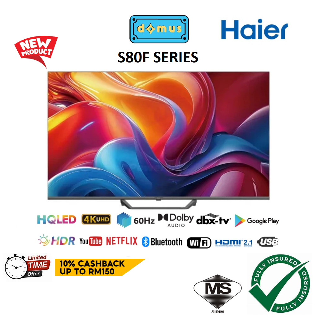 2026 Haier S80F Series HQLED TV 50 55 65 75 Inch 4K Smart TV UHD ...