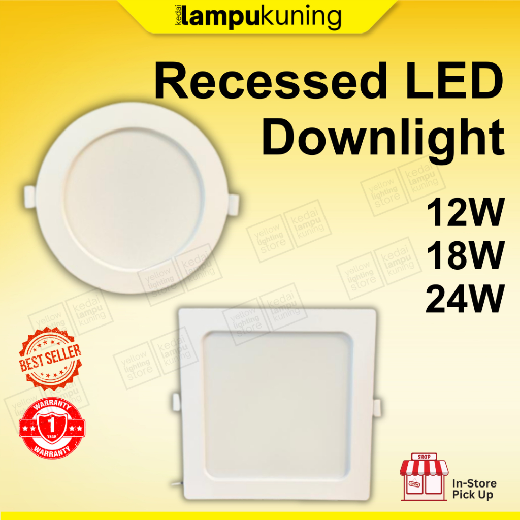 [1 Year Warranty] LED Recessed Downlight Energy Saving 12W/18W/24W ...