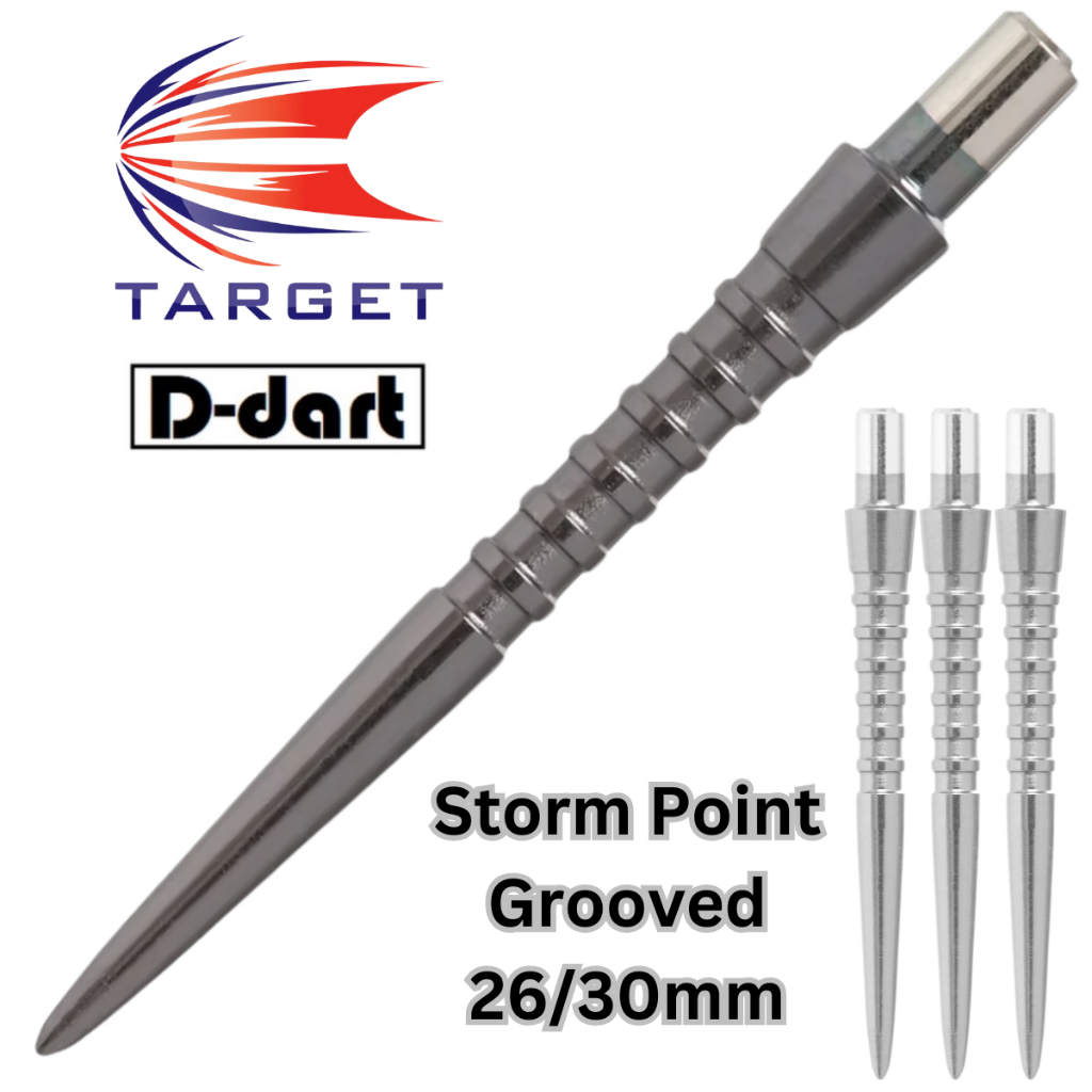 Target Dart Point - Storm Grooved Point Black/Silver Replacement Steel ...