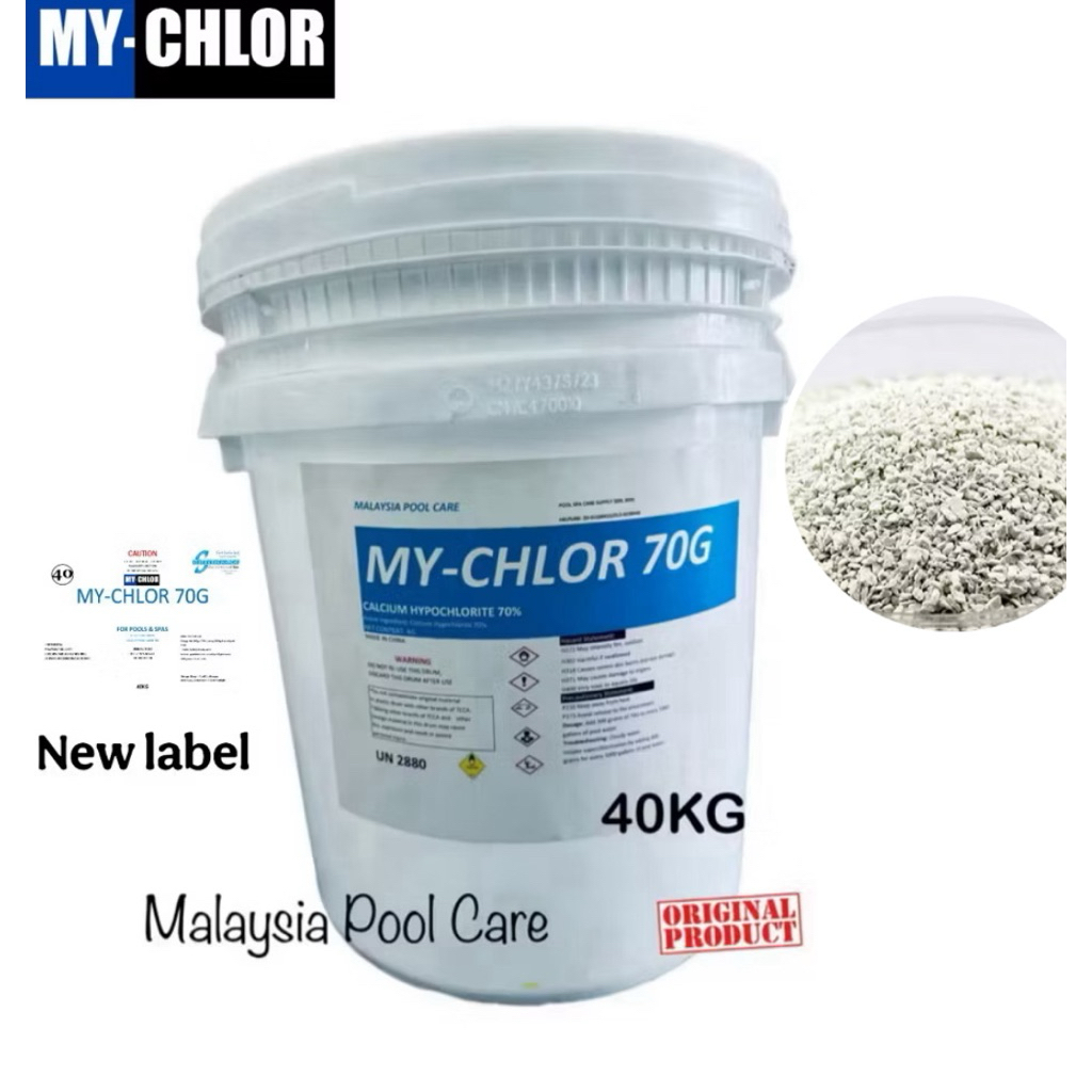 Chlorine Klorin 40KG MY-CHLOR 70% Granules / Calcium Hypochlorite 70% ...