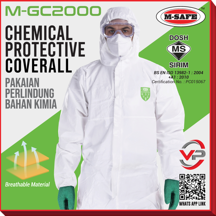 M-SAFE M-GC 2000 DOSH SIRIM CHEMICAL PROTECTIVE CLOTHING DISPOSABLE ...