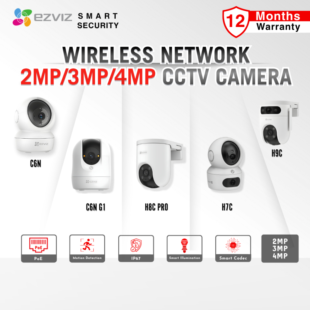 EZVIZ 2MP Full HD C6N | 3MP 2K H8C PRO/ H9C | 4MP 3K QHD H7C | 5MP 3K ...
