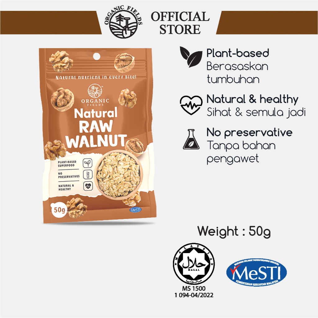 ORGANIC FIELDS Natural Raw Walnut | Healthy Snack | | Shopee Malaysia