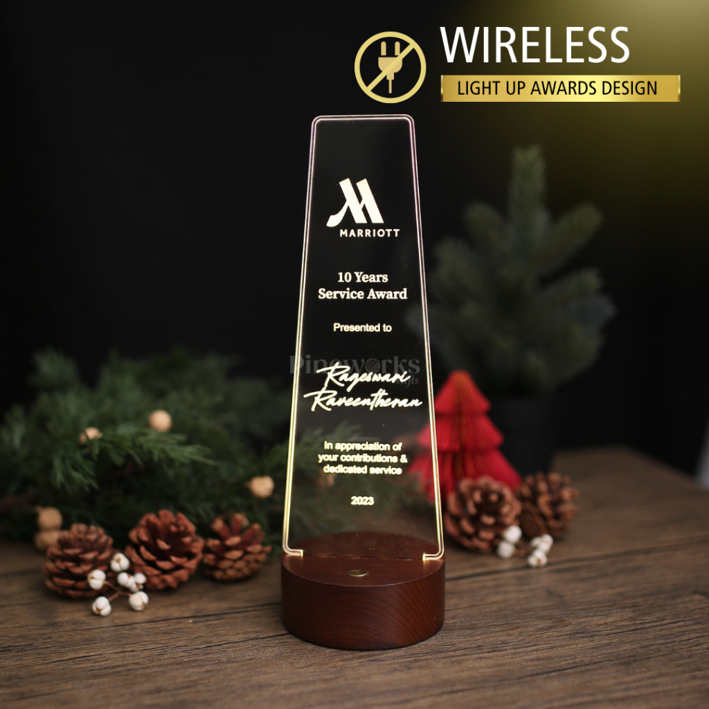 Personalised Acrylic LED Awards Plaque - Tower Night Light Lamp Lampu ...