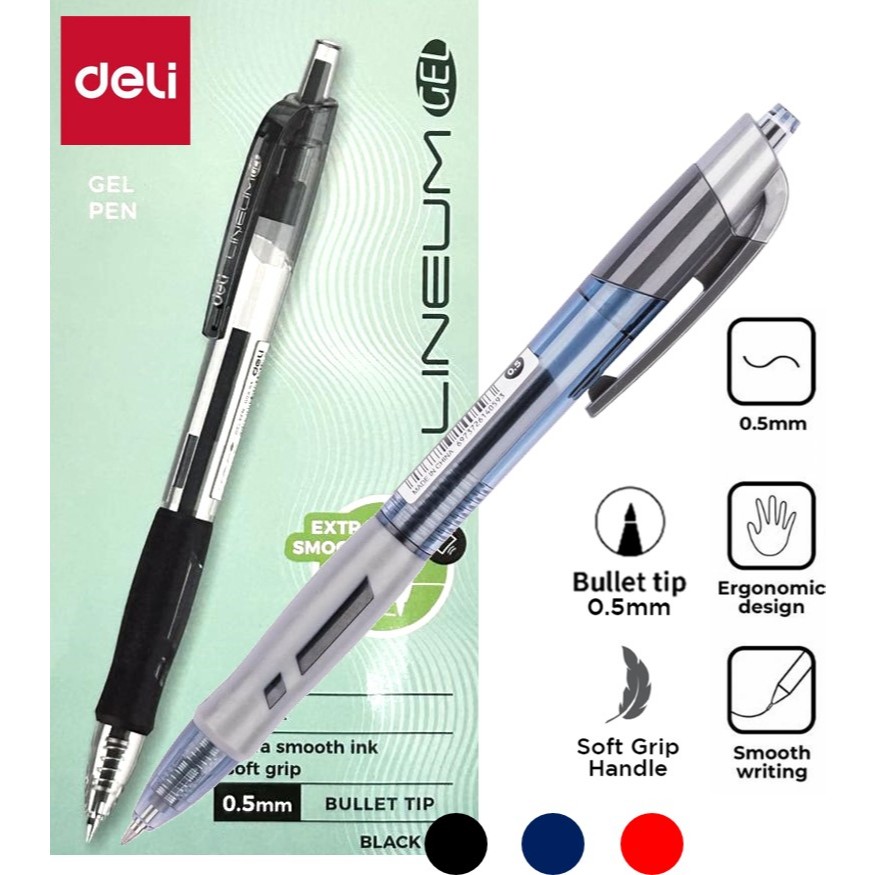 Deli Gel Pen Lineum G08 Retractable Gelpen Ultra Smooth 0.5mm 0.7mm ...